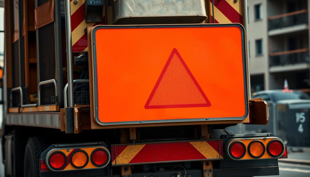 Orangefarbene Warntafeln An Einem Fahrzeug